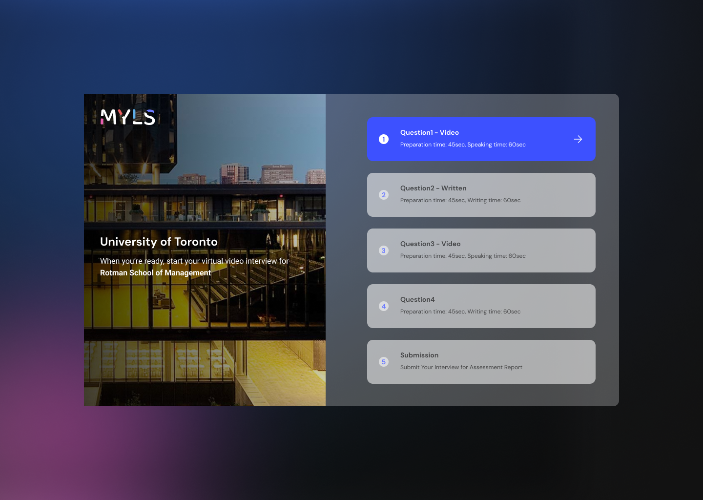 Master Supplementary Applications Video Interviews with MyLS